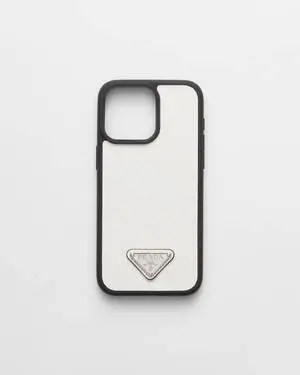 Prada Saffiano Leather Cover For Iphone 15 Pro Max - White