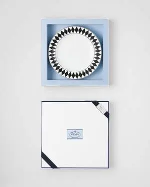 Prada Set Of Two Porcelain Dinner Plates Checkerboard