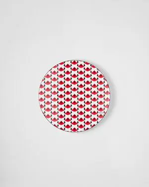 Prada Porcelain Charger Plate Vienna Red - Black/red