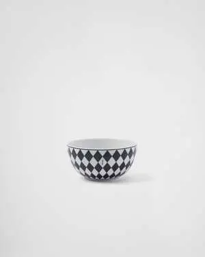 Prada Set Of Two Porcelain Rice Or Cereal Bowls Checkerboard