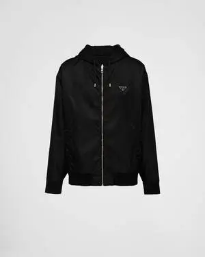 Prada Reversible Cotton Fleece And Re-Nylon Hoodie - Black/Black
