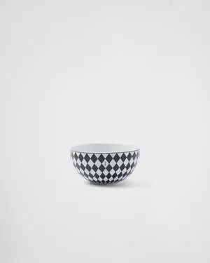 Prada Set Of Two Porcelain Soup Bowls Checkerboard - White/black