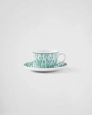 Prada Set Of Two Porcelain Tea Cups - Green