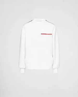 PRADA ジャージー トップ ホワイト Prada Double Jersey Crew-Neck Sweatshirt - White | Editorialist