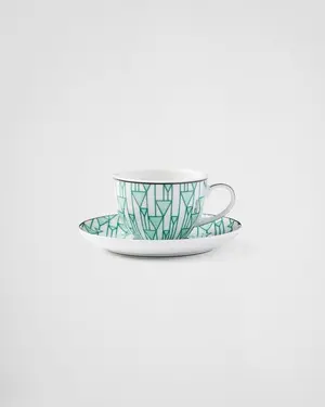 Prada Set Of Four Porcelain Espresso Cups Vienna - Green