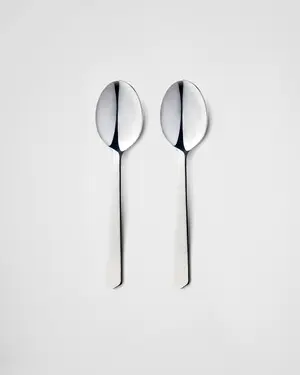 Prada Set Of Two Stainless Steel Coffee Spoons - Steel Gray