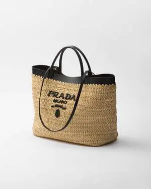 Prada Medium Crochet And Leather Tote Bag