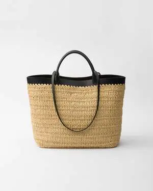 Prada Medium Crochet And Leather Tote Bag