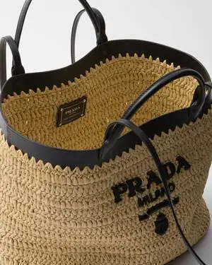 Prada Medium Crochet And Leather Tote Bag