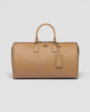 Prada Saffiano Leather Travel Bag - Caramel