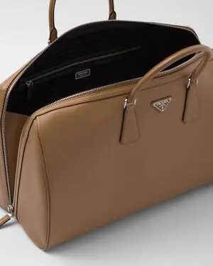 Prada Saffiano Leather Travel Bag - Caramel
