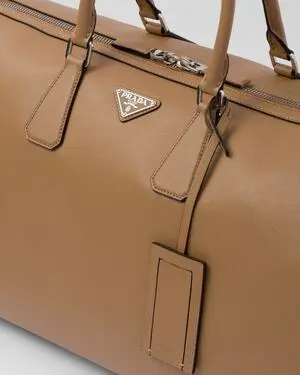 Prada Saffiano Leather Travel Bag - Caramel