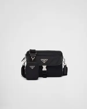Prada Re-nylon And Saffiano Leather Shoulder Bag - Black