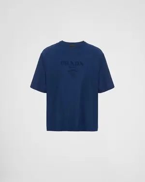 Prada Technical Cotton T-Shirt - Navy | Editorialist