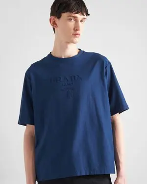 Prada Technical Cotton T-Shirt - Navy | Editorialist