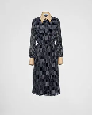 Prada Polka-dot Georgette Shirt Dress