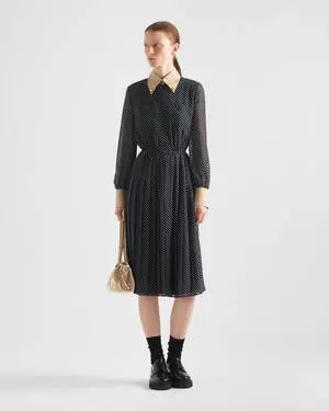 Prada Polka-dot Georgette Shirt Dress
