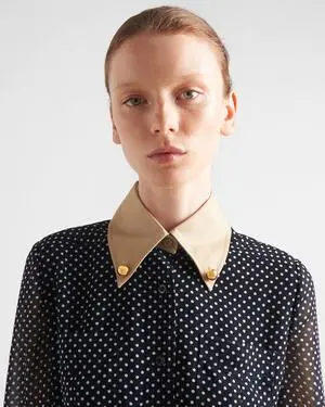 Prada Polka-dot Georgette Shirt Dress
