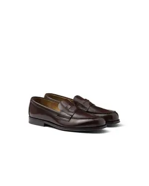 Prada Brushed Leather Loafers - Brown