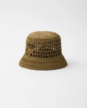 Prada Crochet Bucket Hat - Olive Green