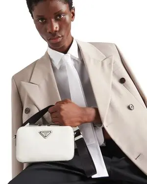 Prada Brique Saffiano Leather Bag - White