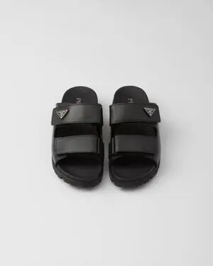 Prada Leather Strap Sandals - Black