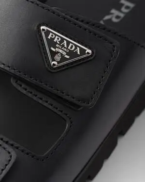 Prada Leather Strap Sandals - Black