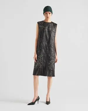 Prada Nappa Leather Patchwork Dress