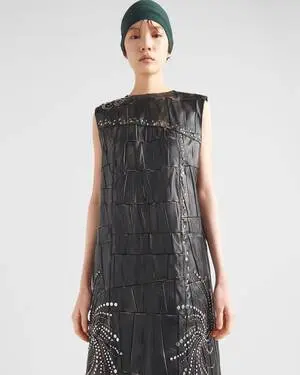 Prada Nappa Leather Patchwork Dress