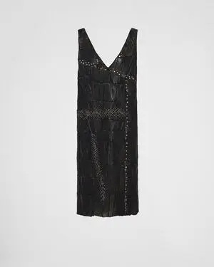 Prada Nappa Leather Patchwork Dress