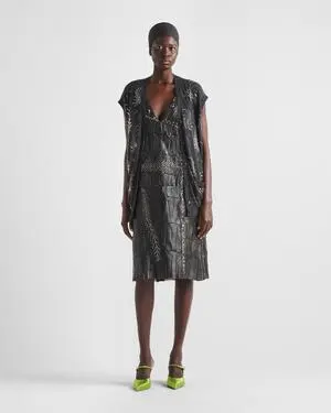 Prada Nappa Leather Patchwork Dress