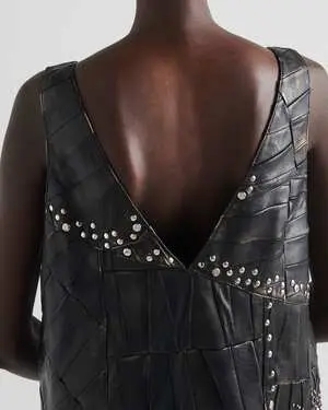 Prada Nappa Leather Patchwork Dress
