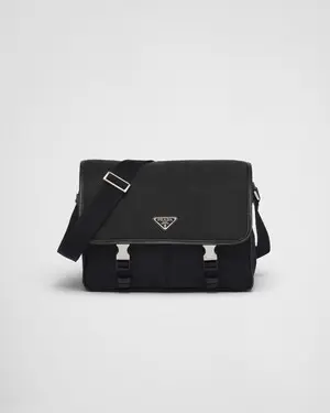 Prada Re-nylon And Saffiano Leather Shoulder Bag - Black