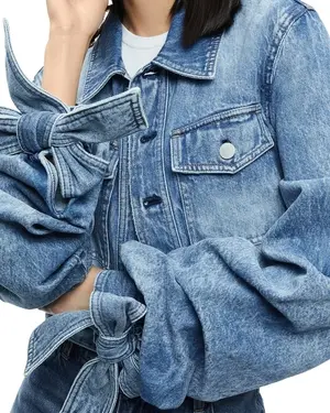 Alice + Olivia Cotton Tiff Denim Tie Cuff Jacket