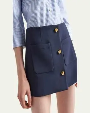 Prada Buttoned Tricotine Mini Skirt