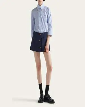 Prada Buttoned Tricotine Mini Skirt