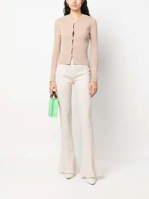 Fendi Ribbed-knit Cotton-blend Cardigan - Neutrals