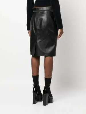 Fendi Logo-waistband Leather Skirt