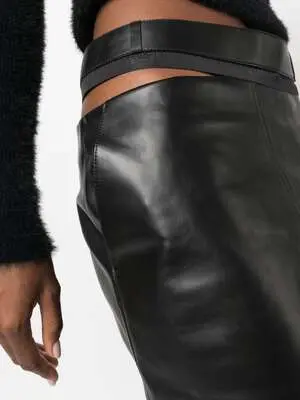 Fendi Logo-waistband Leather Skirt