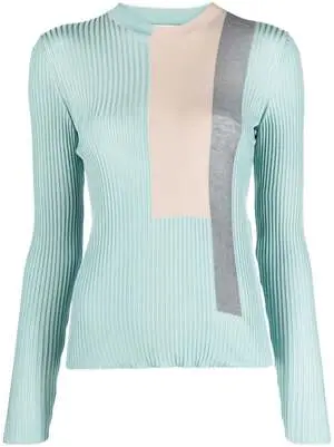 Fendi Colour-block Ribbed-knit Silk-blend Top