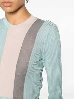 Fendi Colour-block Ribbed-knit Silk-blend Top