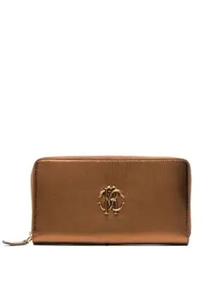 Roberto Cavalli Monogram-plaque Leather Wallet - Brown