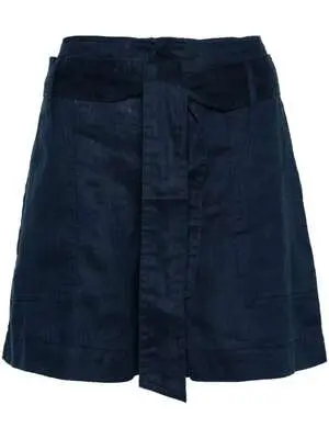 Ralph Lauren Belted Linen Shorts - Blue