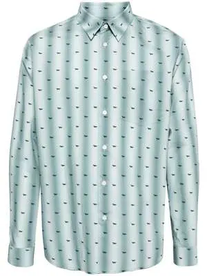 Maison Kitsuné Logo-print Cotton Shirt - Green