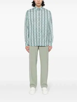 Maison Kitsuné Logo-print Cotton Shirt - Green