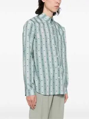 Maison Kitsuné Logo-print Cotton Shirt - Green