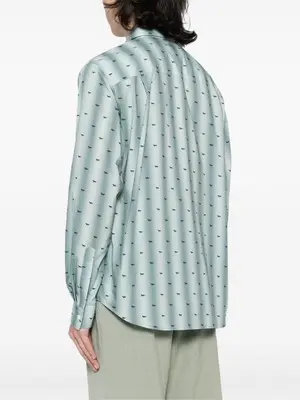 Maison Kitsuné Logo-print Cotton Shirt - Green