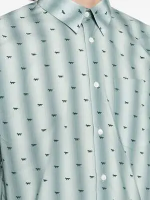 Maison Kitsuné Logo-print Cotton Shirt - Green