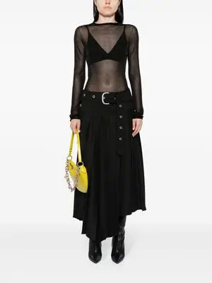 Off-White Pleated Midi Skirt With Belt