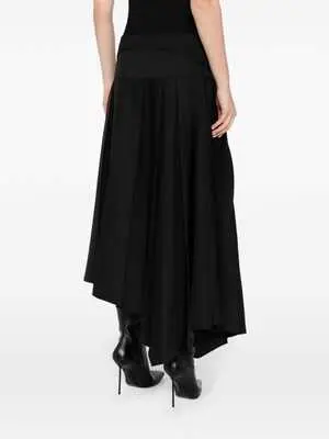 Off-White Pleated Midi Skirt With Belt